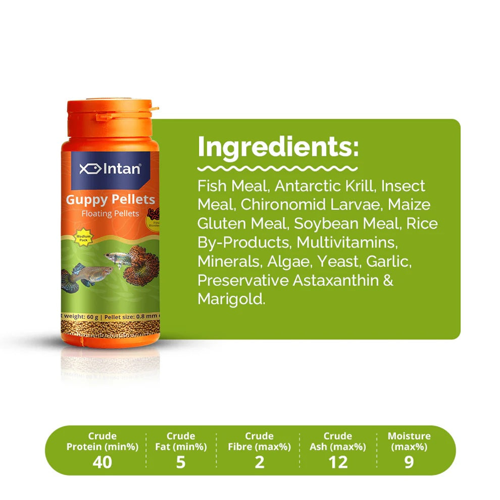 Intan Guppy Pellets (0.8mm dia) | 60g – Veda Aquarium
